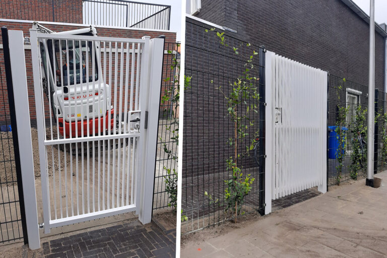 Poort met lamellen: stijlvol en functioneel - Afrastering